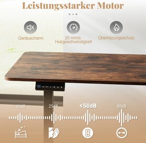 Costway Výškově nastavitelný stůl s háčky Elektrický stojící Rustikálně