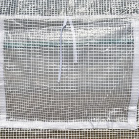 Zahradní skleník Outsunny 6x3x2 m tunelového typu pro pěstování zeleniny se 8 ventilovanými okny a roll-up zipovým vchodem - ocelový bílý