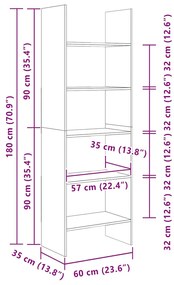 vidaXL Marketos Knihovna dub sonoma 60 x 35 x 180 cm kompozitní dřevo