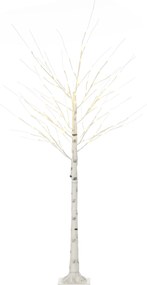 HOMCOM Umělý strom, umělá bříza, s LED osvětlením, teplá bílá, realistická bílá kůra, 22 x 180 cm