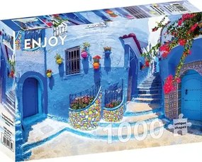 ENJOY Puzzle Tyrkysová ulice v Chefchaouenu, Maroko / 1000 dílků / od