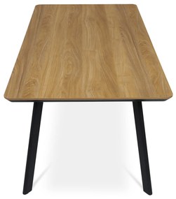 AUTRONIC Jídelní stůl, 180x90x76 cm, MDF deska s dýhou odstín dub, kovové nohy, černý lak