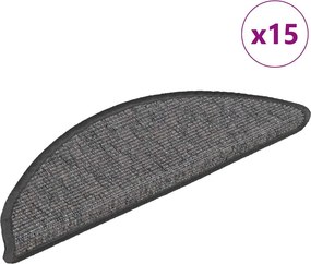 Schodové rohože 15 ks 56 x 17 x 3 cm béžovo-šedé, půlkulaté 326894