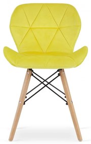 Set tří jídelních židlí LAGO žlutá (hnědé nohy) (3ks)