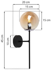 Nástěnné svítidlo Paris, 1x medové skleněné stínítko, B/CH