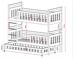 Legno Dětská patrová postel Oliva grafit Rozměr (cm): 80x160