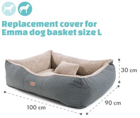 Emma, pelíšek pro psa, náhradní potah, možnost praní, protiskluzový, prodyšný, velikost L (100 × 30 × 90 cm)