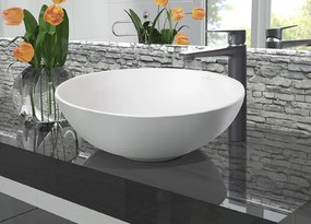 Invena Tinos, keramické umyvadlo na desku 39,5x39,5x13,5 cm, bílá matná, INV-CE-43-001-C