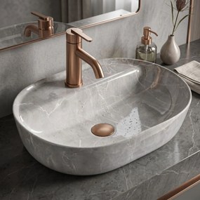 Rea Aura 51, oválné umyvadlo na desku, 505x385x135mm, imitace kamene, REA-U3227