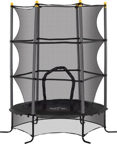 HOMCOM dětská trampolína Ø163 cm, trampolína s ochrannou sítí, kryt okrajů, zahradní trampolína pro děti 3-10 let, max. nosnost 50 kg, černá barva