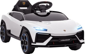 AIYAPLAY dětské elektrické auto Lamborghini 12V s 2,4G dálkovým ovládáním a 2 motory, max. 4 km/h, bílá