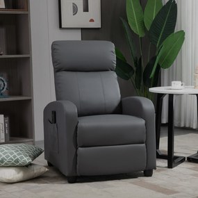 HOMCOM Relaxační křeslo, televizní křeslo s vibrační masáží, polohovací funkcí, 2 masážní body, dálkové ovládání, 68 x 88 x 98 cm Šedá