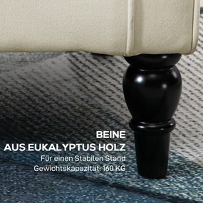 Křeslo HOMCOM s křídly a prošíváním, vysokým opěradlem, potažené lounge křeslo s zaoblenými opěrkami, dřevěné nohy, pro ložnici a obývací pokoj, do 1…