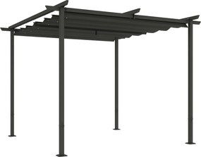 Outsunny Pergola 3x3m Zahradní Pavilon Terasový Kryt z Kovového Materiálu, Zahradní Pergola s Nastavitelnou Sluneční Clonou, UV Ochrana 30+ Samostatný
