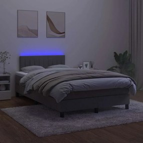 Box spring postel s matrací a LED tmavě šedá 120x200 cm samet 3134514