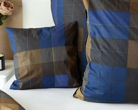 Matějovský povlečení SHELBY, kostkované, modro-hnědé, flanel premium, 140x200cm + 70x90cm