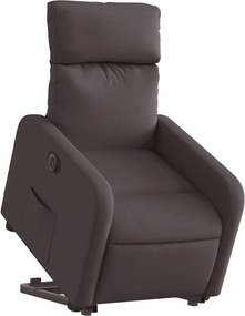Elektrické zvedací polohovací křeslo tmavě hnědé textil 3206722