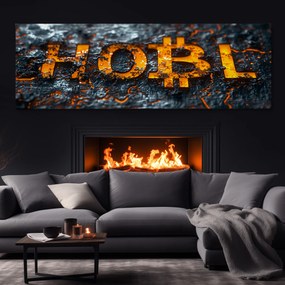 Obraz na plátně - Bitcoin HOBL HODL Lava FeelHappy.cz Velikost obrazu: 150 x 50 cm