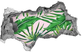 Wallmuralia Nálepka 3D díra beton Tropické listí 95x73 cm
