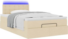 Otomanská postel s matrací &amp; LEDs krémová 120x190cm látka 3312462