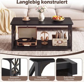 Costway Konferenční stolek Industrial Farmhouse s otevřeným úložištěm 2 Tier
