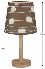 Kondela Stolní lampa, dřevo / látka vzor listy, QENNY TYP 6