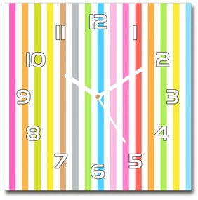 Wallmuralia Skleněné hodiny čtverec Barevné pásky 30x30 cm