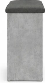 skříňka na boty, botník s polstrováním, lavice, sedací, police, dřevo/látka, 52x63x32 cm, beton šedá/šedá, Dekorino BS20260012