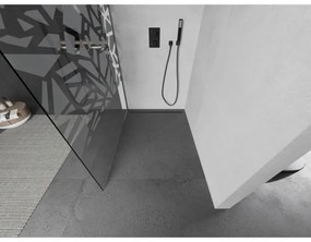 Mexen Kioto, sprchová zástěna Walk-In 110 x 200 cm, 8mm čiré sklo bílý vzor, ​​grafitový profil, 800-110-101-95-85