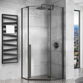 Pětiúhelníkový sprchový kout REA DIAMOND 90x90 cm, černý matný/transparent - bez vaničky