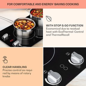Klarstein EasyCook Domino, sklokeramická varná deska, 3000 W, otočný regulátor, černá