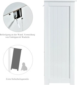 Costway Koupelnová skříňka úložná se 3 zásuvkami – 60 × 30 × 81 cm, bílý