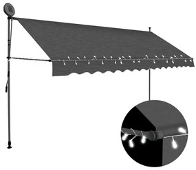vidaXL Marketos Ručně zatahovací markýza s LED světlem 400 cm antracitová