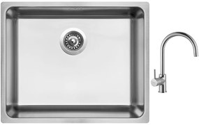 Set Sinks BLOCK 540 V 1mm kartáčovaný + baterie Sinks VITALIA chrom