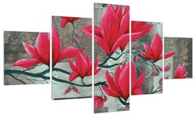 Obraz červených květů (125x70 cm)