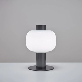 Venkovní difuzní lampa v japonském stylu Bonbori Outdoor Dekor: Černá matná noha / Bílé sklo, Rozměr: ø 280 x 403 mm