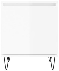 Noční stolek bílý s vysokým leskem 40x30x50 cm kompozitní dřevo