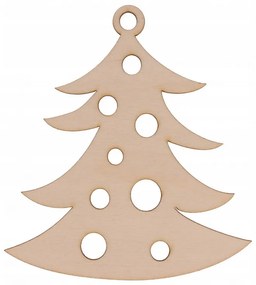 Dřevěná vánoční ozdoba dekorace s motivem Vánoční stromeček a baňky galanteriadrew