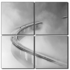 Obraz na plátně - Most v mlze - čtverec 3275QE (100x100 cm)