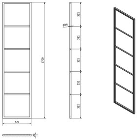 Sapho SKA sušák ručníků na opření 420x1700x20mm, bílá mat - SKA561