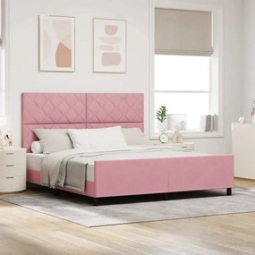 Postel s boxspringem s čelo Růžová 180 x 200 cm samet 3345028