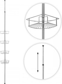 Erga Scopic, rohová teleskopická sprchová tyč 4 policová XL, chromová, ERG-YKA-CH.SCOPIC-XL-CHR