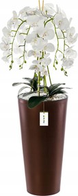 Orchidej umělá bílá kytice květy listy oblázky květináč Měděný H110cm