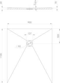 Polysan Polysan, TRENECA sprchová vanička z litého mramoru s možností úpravy rozměru 110x90cm, černá matná, 84314.21