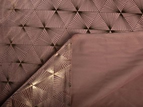 Biante Sametový běhoun na stůl Isabela IBL-009 Rose Gold trojúhelníky na starorůžovém 35x180 cm