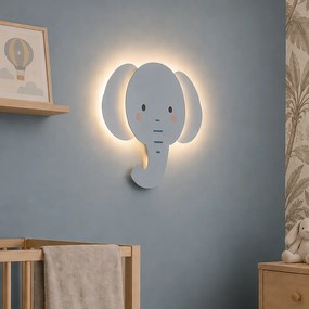 Dětské nástěnné svítidlo modré vč. LED 3-stupňové stmívatelné - Ellie the Elephant