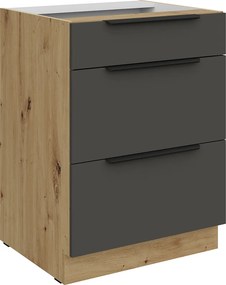 ARIA pa | dolní skříňka 60 D 3S zásuvková | 60 cm | PREMIUM BOX | artisan/šedá grafit
