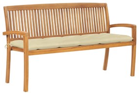 Stohovatelná zahradní lavice s poduškou 159 cm masivní teak 3063323