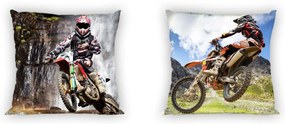 DĚTSKÝ POVLAK NA POLŠTÁŘ MOTOCROSS 40X40CM VZOROVANÁ