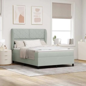 Postel s boxspringem s čelo Světle šedá 200 x 140 cm samet 3340982